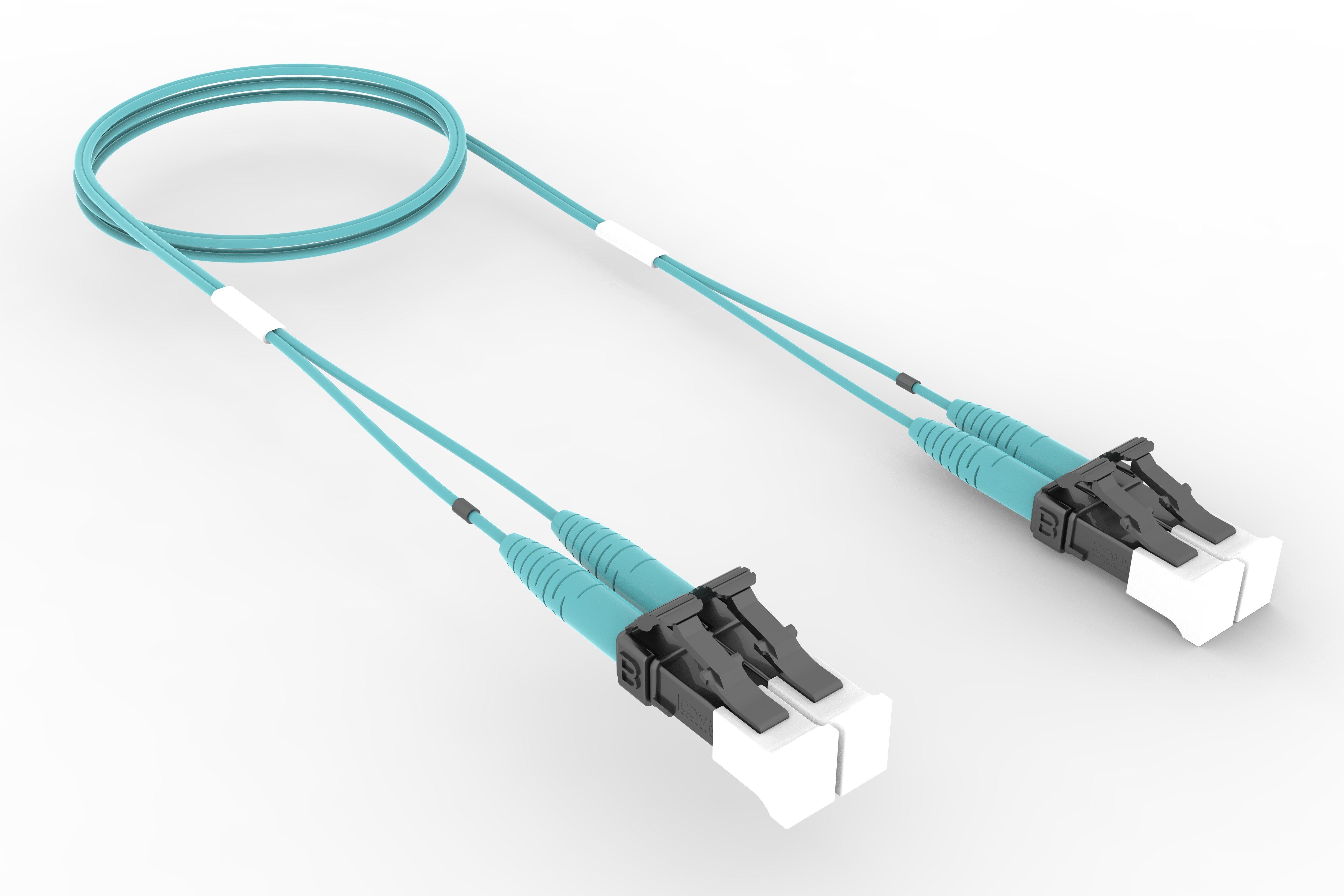 Fiber Patch Cord, OM4, 63 ft. lg, Aqua, LC/UPC, LC/UPC, 2, Pairs ...