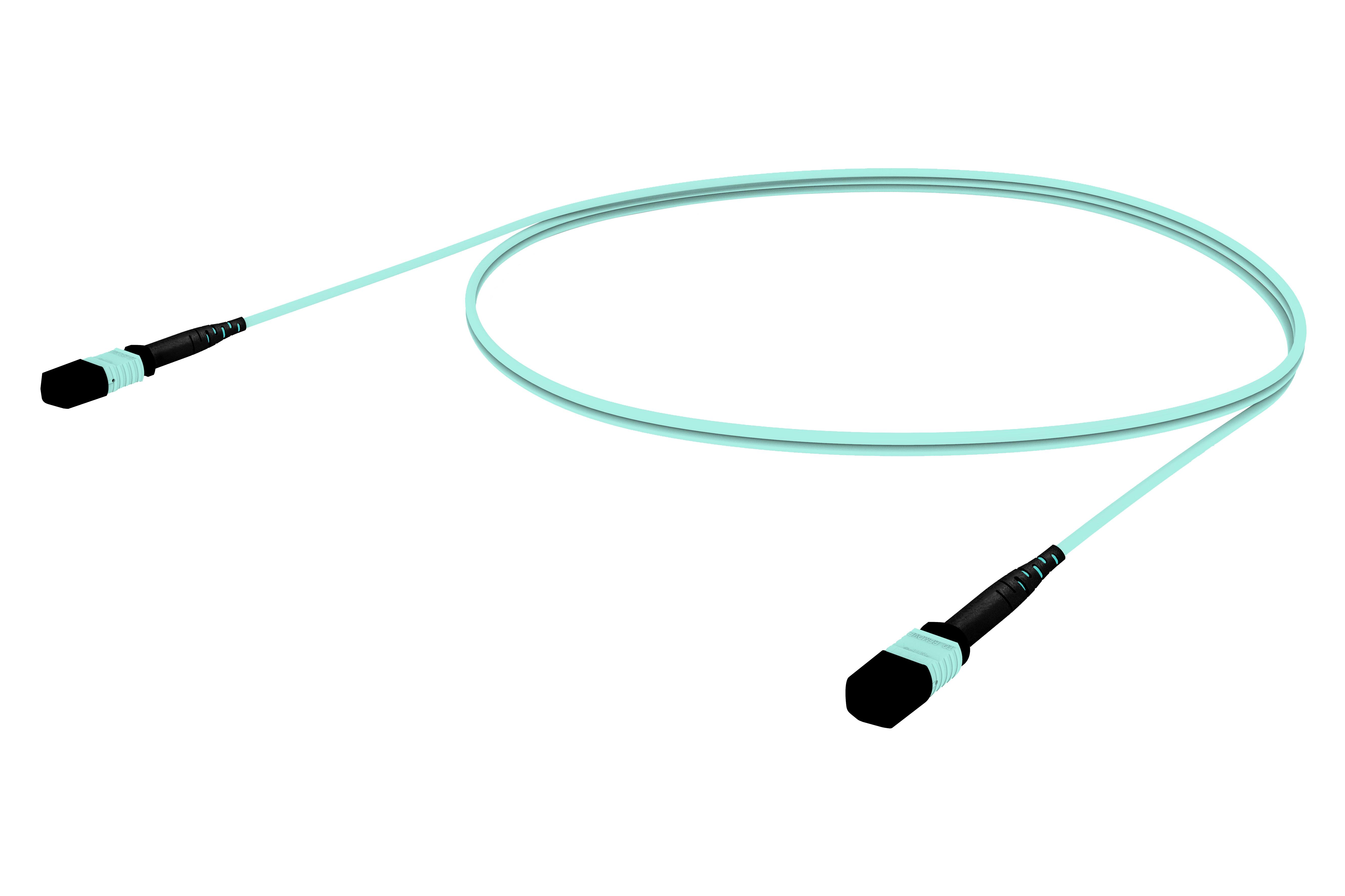 LazrSPEED® 550 Fiber Array Cable Assembly, OM4, 65 ft. lg, Aqua, MPO-12 ...