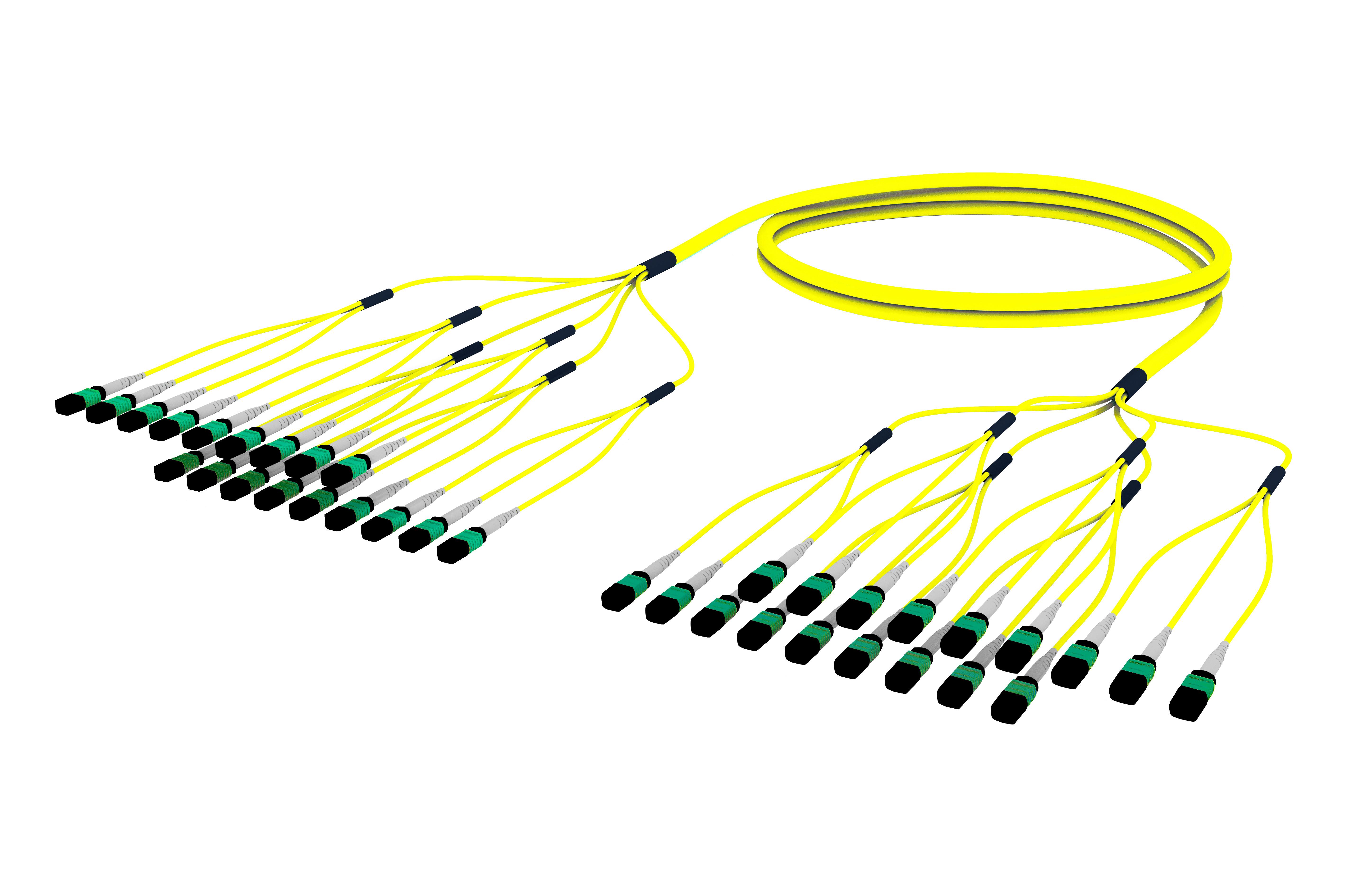 Fiber Trunk Cable Assembly, G.657.A2, 64 m lg, Stranded, Fiber, Yellow ...