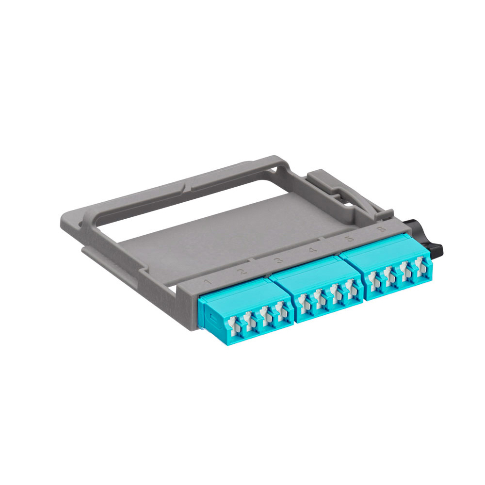 Fiber Adapter Plate, OM3, OM4 Fiber, Aqua, LC Quad Connector, 12 Fiber ...