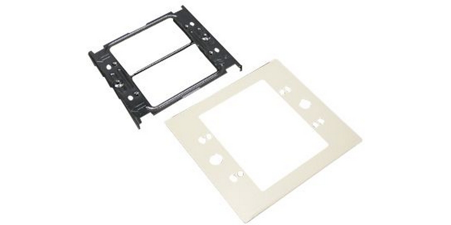 Two Gang Device Plate, Steel, 600V, Width 4.75 in., 2 Gangs, Ivory