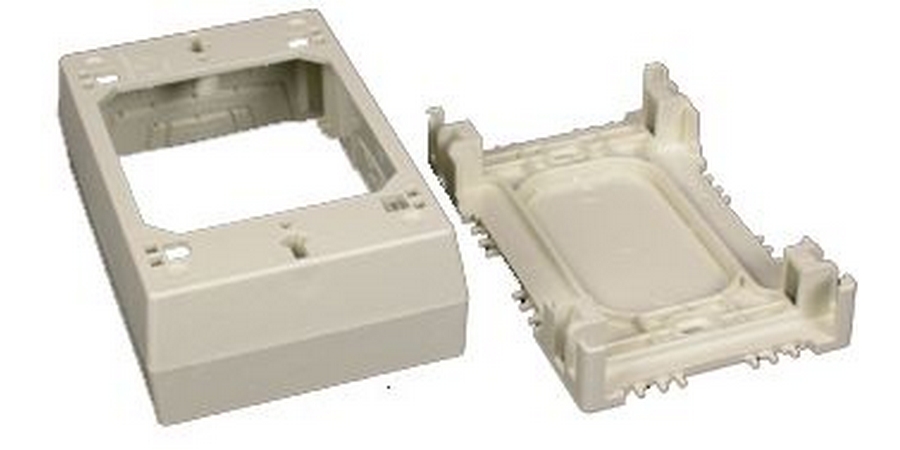 Device Box Fitting, PVC, Rectangle, Device; Switch, 600V, 1 Gang, White