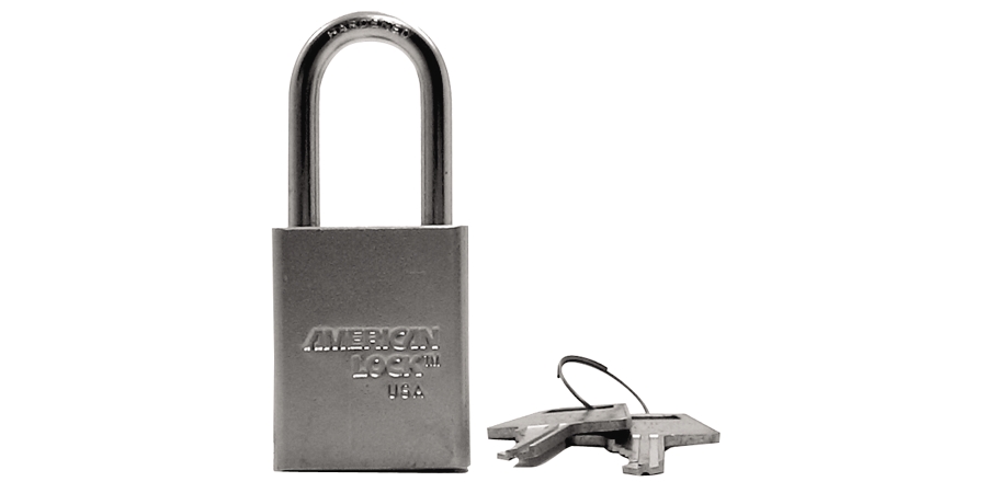 Padlock, Silver, Rectangular, 1/4 in. Shackle, 5-Pin