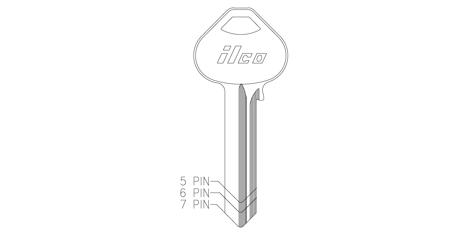 Cylinder Lock Key Blank, 6 Pin or Disc Pin Length, Automotive, Pin ...