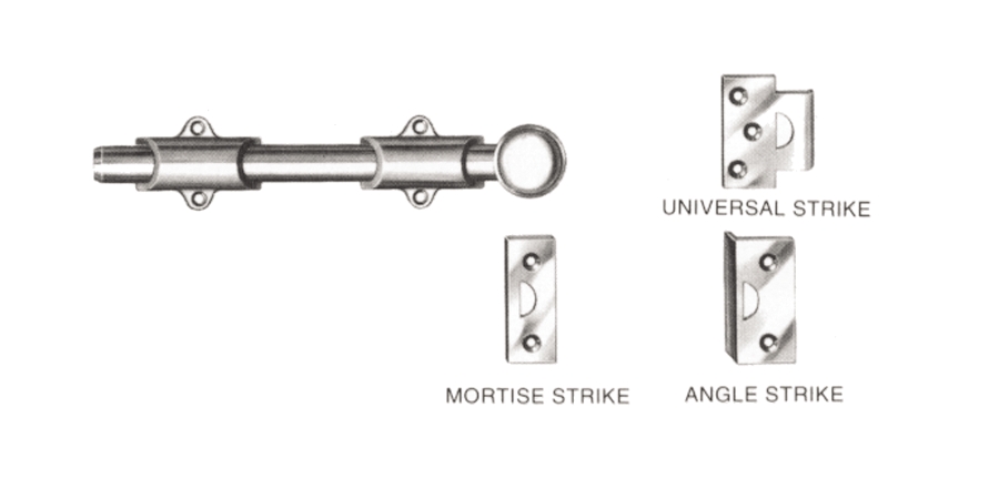 Decorative Surface Bolt, 605 Bright Brass, Solid Brass, 8 in. L, 1-5/8 ...