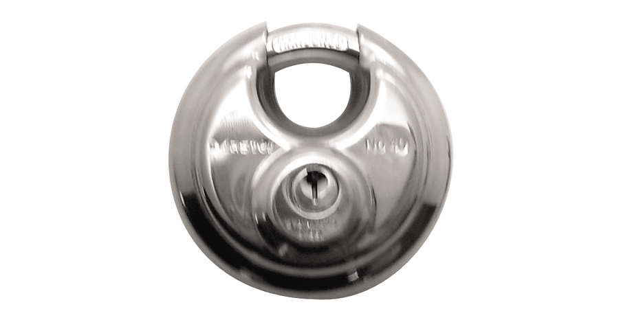 Padlock, Silver, Round, 2-3/4 in., 3/8 in. Shackle, 4-Pin