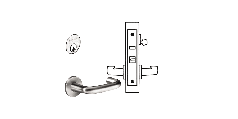 Mortise Door Lock, Right Hand, 2" Diameter LN-Rose, J-Lever, 2-3/4 ...
