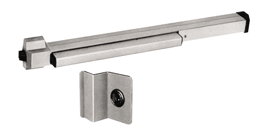 Door Exit Device, Night Latch, Fire, Sprayed Aluminum, For 3' Door