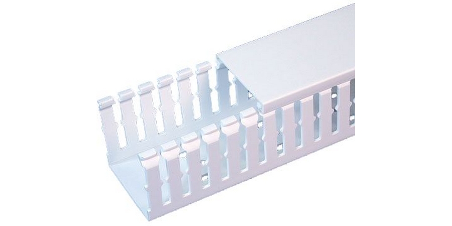 Base Wiring Duct, White, 6 ft. (1.8m) Overall Length, PVC, 5.1 in. (129 ...