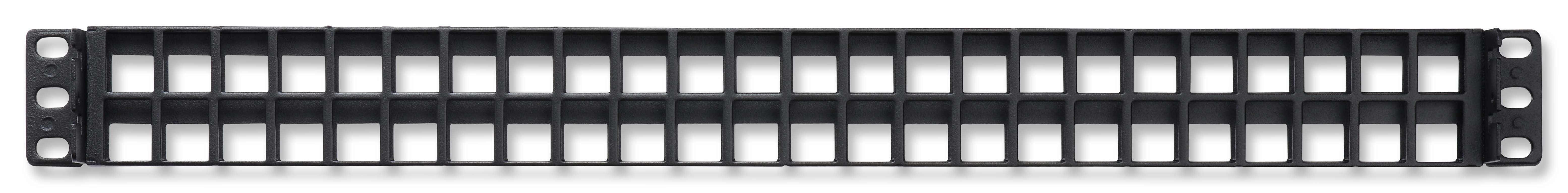 Patch Panel, Steel, Flush, 1U, 48 Ports, Black