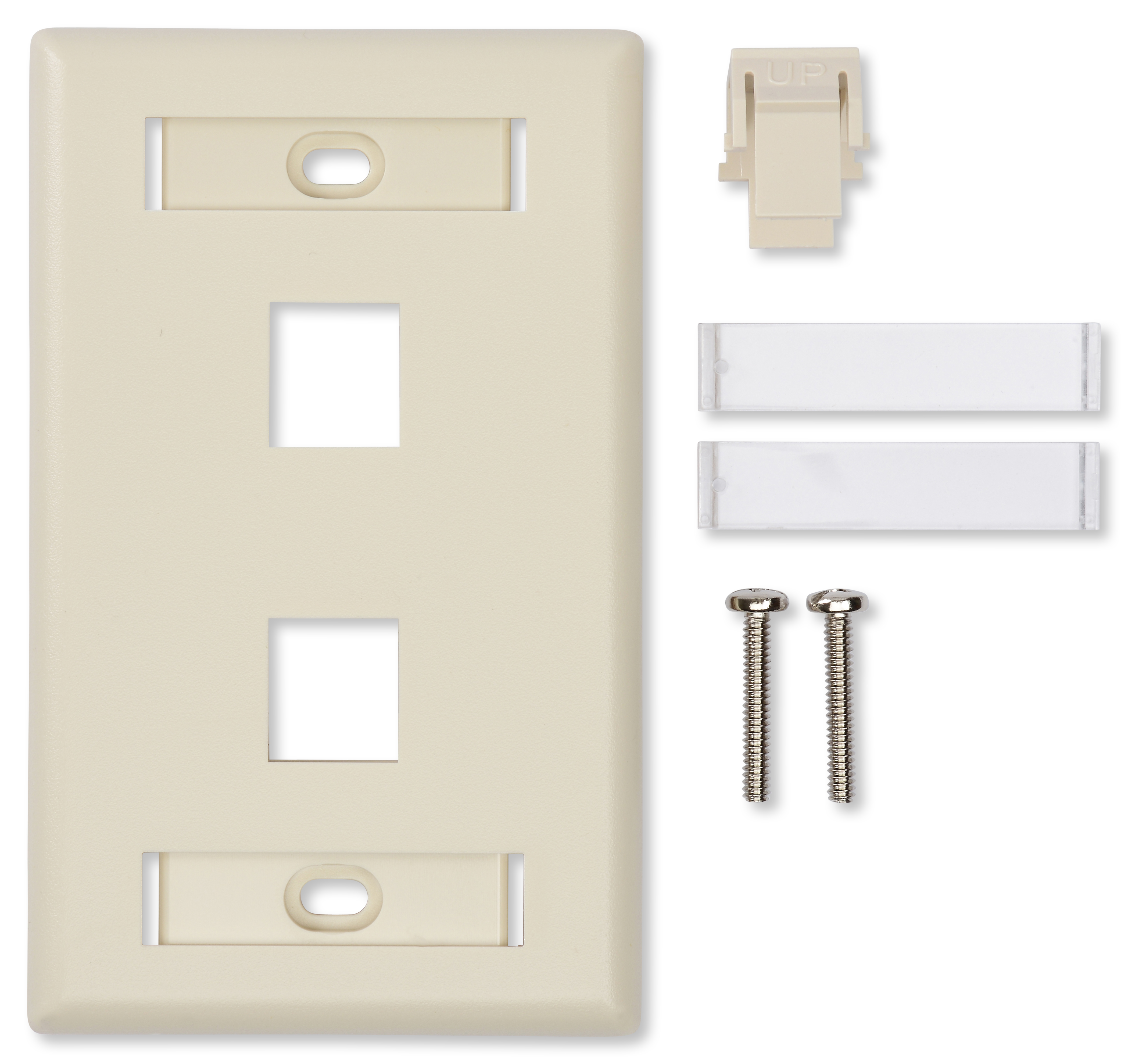Faceplate, 4 Ports, No, Flush-mount, Plastic, White
